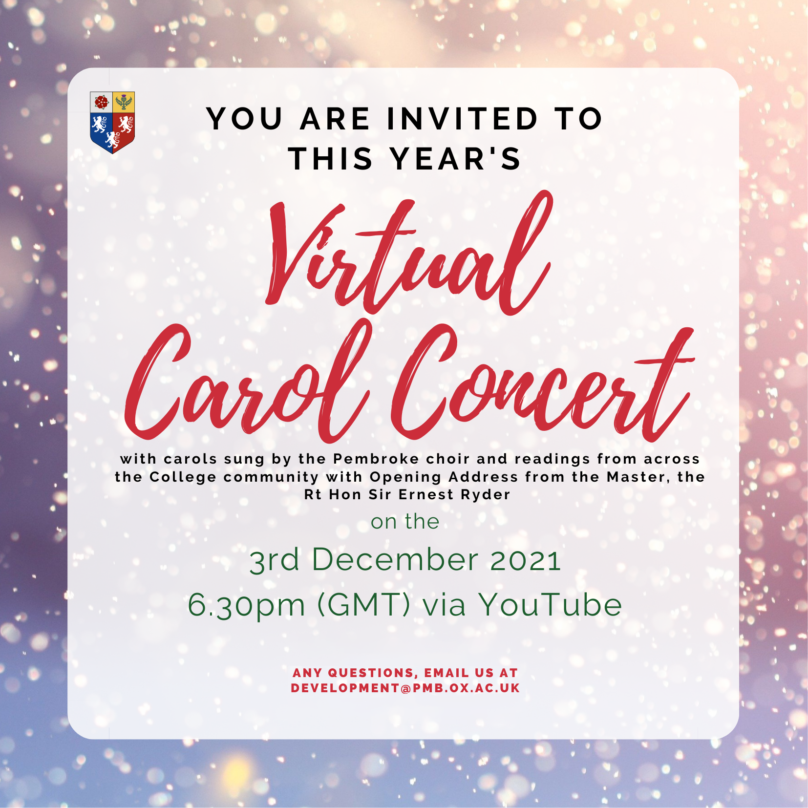 Virtual Carol Concert with Opening Address from the Master, the Rt Hon ...