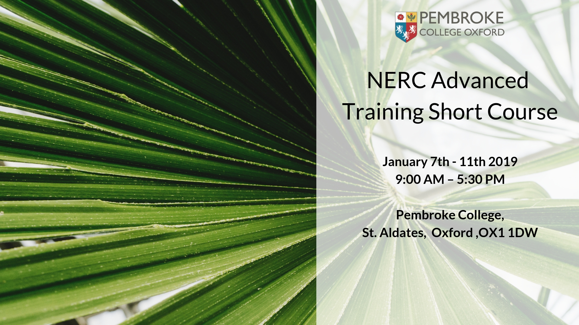 NERC Advanced Training Short Course 2019 | Pembroke college